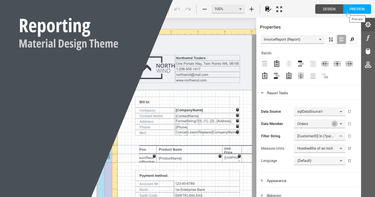 Reporting — Material Design Support for Web Apps (v22.1)